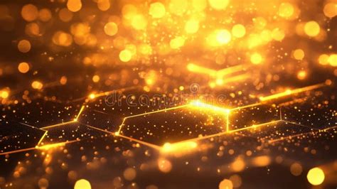 Abstract Background Hexagon Pattern With Glowing Lights Generative Ai Illustration Stock