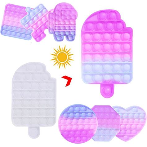 색이변하는 파스텔 어몽어스 하트 아이스크림 네모 퍼즐 모양 푸쉬팝 버블 팝잇 틱톡 말랑이 홈플러스 택배배송