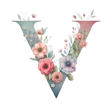 파스텔 알파벳 V 수채화 파스텔 알파벳 V 수채화 꽃무늬 V 알파벳 V 편지 Png 일러스트 및 이미지 에 대한 무료