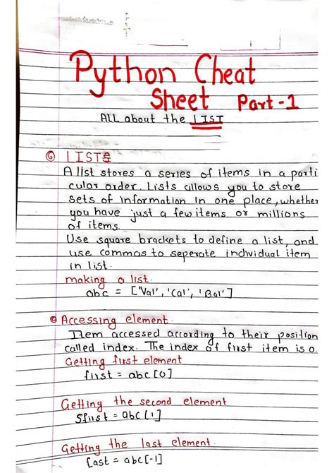 Solution Python Cheat Sheet Studypool