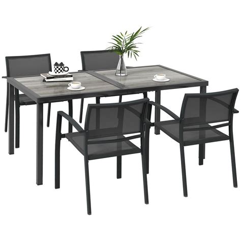 Outsunny Garten Essgruppe 5 Tlg Sitzgruppe Mit 1 Esstisch 4