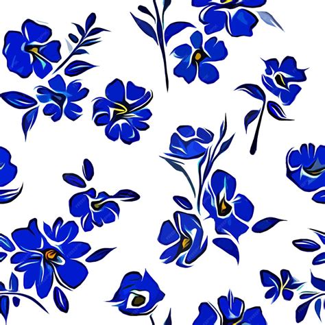 섬유 및 벽지 패턴 인쇄 가능한 디지털 일러스트레이션 작업 플로랄 프린트 디자인 프리미엄 벡터