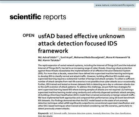 Article Title Usfad Based Effective Unknown Attack Detection Focused Ids Md Ashraf Uddin