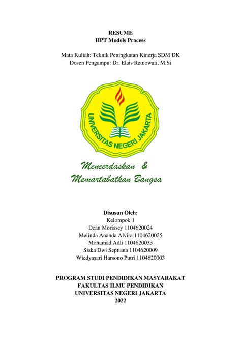 Kelompok 1 Hpt Model Process Resume Hpt Models Process Mata Kuliah