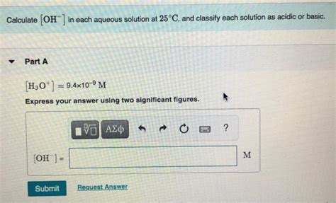 Solved Calculate OH In Each Aqueous Solution At 25C And Chegg Com