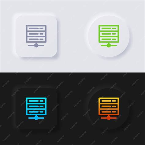 Premium Vector Server Icon Set Multicolor Neumorphism Button Soft Ui