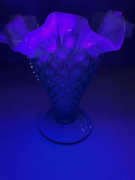 Fenton Blue Opalescent Hobnail Bud Vase Etsy