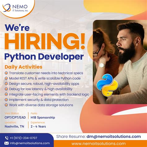 Nemo It Solutions Inc On Linkedin Pythondeveloper Pythonengineer