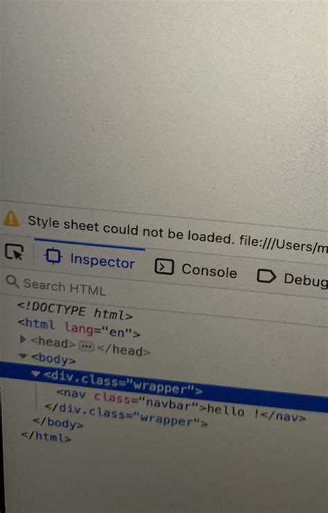 Css Could Not Be Loaded Message On Inspector Im About To Start Html And Css Class In Feb And