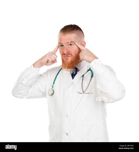 Redhead Doctor With A Medical Gown Isolated On A White Background Stock Photo Alamy