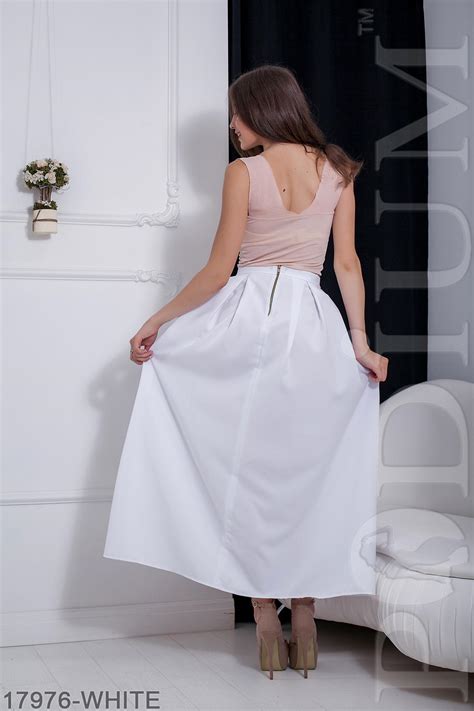 Жіноча спідниця максі в складку 17976 White Vk Podium