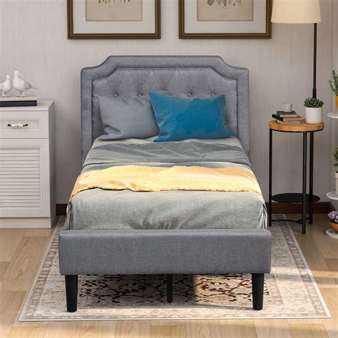 SYNGAR Twin Bed Frame New Upgrade Twin Size Fabric Upholstered