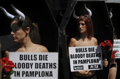Naked Corpses Bare The Bloody Cruelty Of Bullfighting In Pamplona