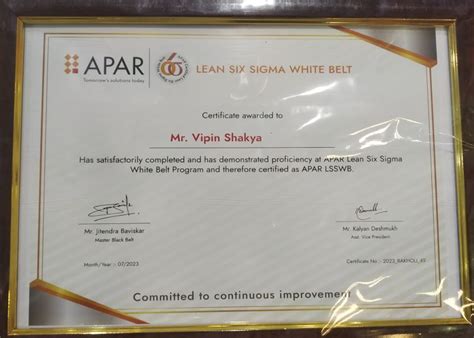 Vipin Shakya On Linkedin Latepost Lsswb Certification Apar