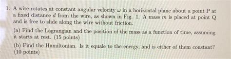 solved 1 a wire rotates at constant angular velocity w in a