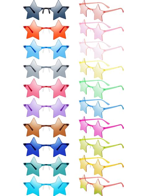 Dunzy 20 Pairs Star Sunglasses For Women Star Rimless Sunglasses Candy