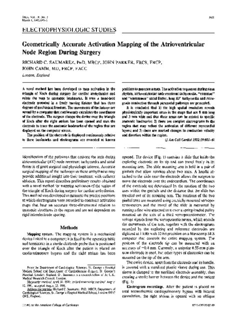 Pdf Geometrically Accurate Activation Mapping Of The Atrioventricular Node Region During Surgery