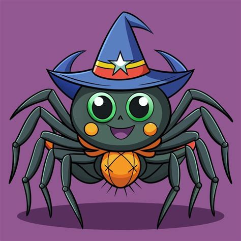 Cartoon Witch Spider Adorable Vector Illustration Premium Ai Generated Vector