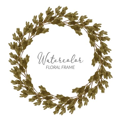 Watercolor Leaf Floral Wreath Circle Frame 5204235 Vector Art At Vecteezy