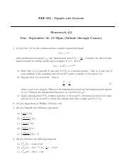 Hw2 F2021 Pdf EEE 203 Signals And Systems Homework 2 Due