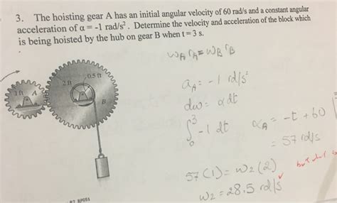 solved the hoisting gear a has an initial angular velocity