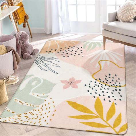 Lahome Pink Rug For Living Room 5x7 Area Rug Washable Non