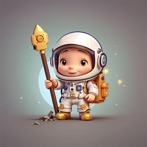 Astronauta Lindo Minando Moneda De Oro Con Pico Icono Vectorial De