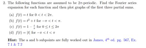 Solved The Following Functions Are Assumed To Be Chegg