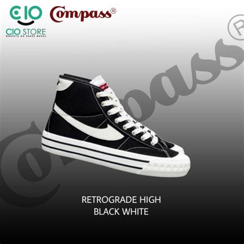 Compass Retrograde High Black White Shoes Original Shopee Malaysia