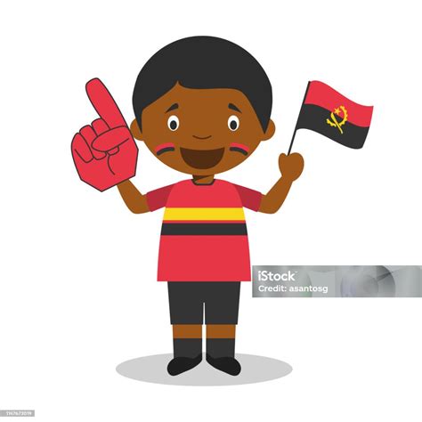 국기와 장갑 벡터 일러스트와 함께 앙골라에서 국가 스포츠 팀 팬 소년에 대한 스톡 벡터 아트 및 기타 이미지 소년 앙골라 Championship Istock
