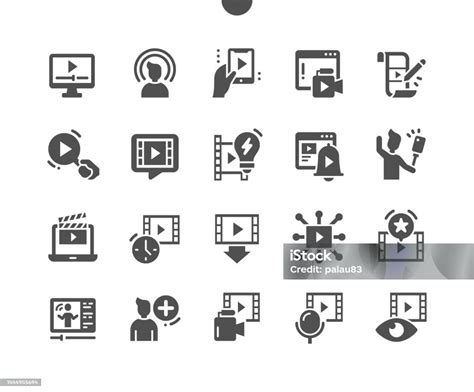 스트리밍 비디오 녹화 및 편집 조회수 라이브 스트림 벡터 솔리드 아이콘입니다 간단한 픽토그램 아이콘에 대한 스톡 벡터 아트 및 기타 이미지 Istock