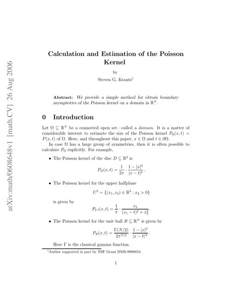 Pdf Calculation And Estimation Of The Poisson Kernel