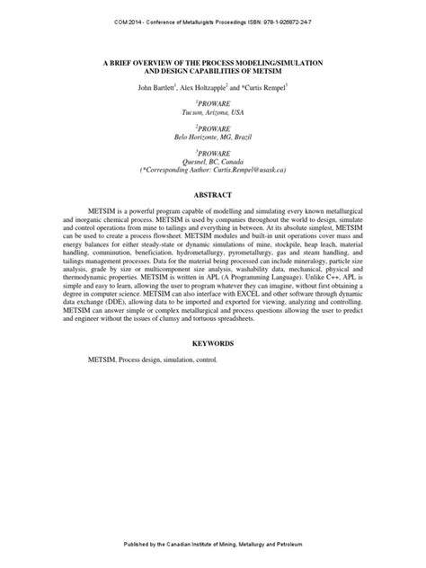 Metsim Overview Download Free Pdf Smelting Apl Programming Language