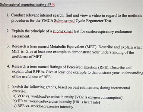Solved Submaximal exercise testing b а Conduct Chegg com