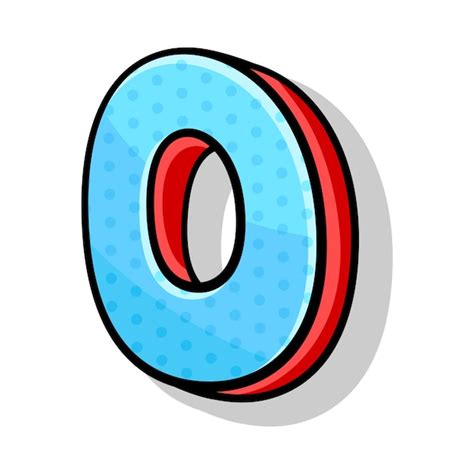 Número zero isométrico azul e vermelho em estilo cômico O elemento de fonte moderna para