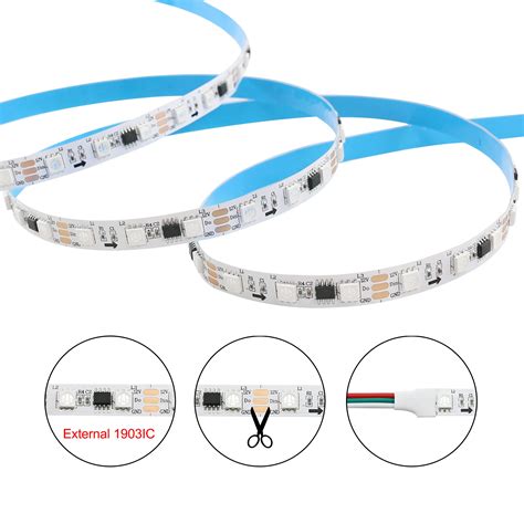 5v 12v 24v Dream Multiple Color Flexible Programmable Dmx 512 Tape 5050 Smd Rgbic Addressable