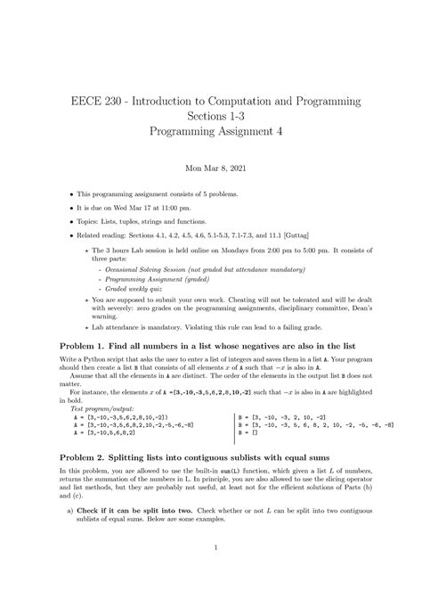 PA4 EECE 230 Optics EECE 230 Introduction To Computation And