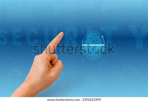 Future Touchscreen Interface Hand Fingerprint Scanner Stock Vector
