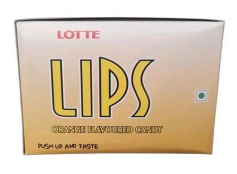 Toffee Yellow Lotte Round Lips Orange Flavor Candy Packaging Type Box