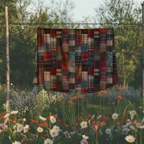 Plaid Flannel Patchwork Quilt Print On Super Soft Minky Plush Blanket 100 Polyester Fleece