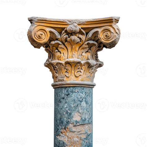 Florido Corintio Columna Con Intrincado Hoja Decoraciones Aislado En Un