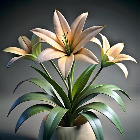 A Stunning 3D Model Of A Lily Plant In A Pot Perfect For Adding A Touch