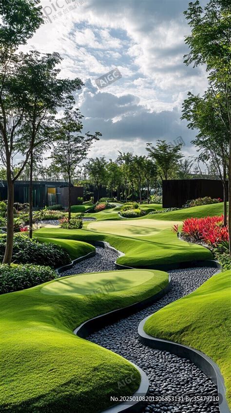 Ai创作图好看的园林设计 创意园林步道 高端地产园林 精美树池 楼盘园林设计 地产园林绿化 展示区绿化 园林路面设计 现代园林设计 建筑摄草地