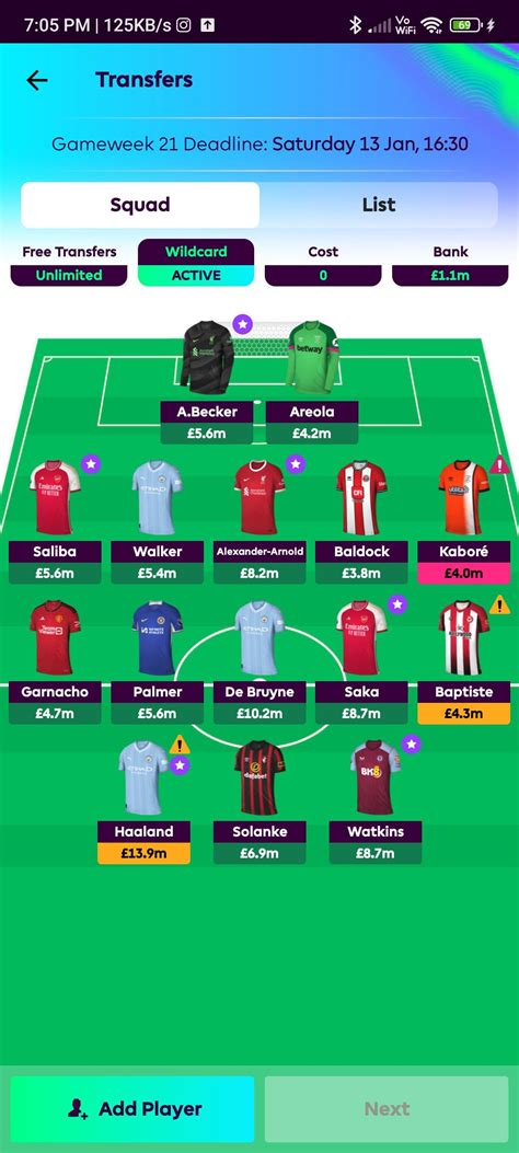 Used My Wildcard And Sold Son And Salah For Kdb And Palmer And Made