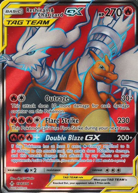 Reshiram And Charizard Gx 2019 Sun And Moon Unbroken Bonds 194 214 Holo