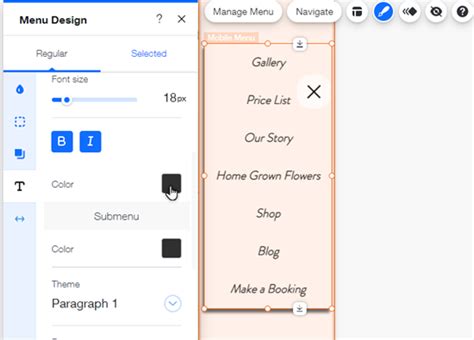 Wix Editor Changing Your Mobile Menu Text Color Help Center Wix