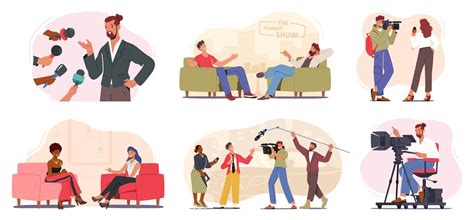 Premium Vector Set Of Characters Participate In Captivating Tv Show