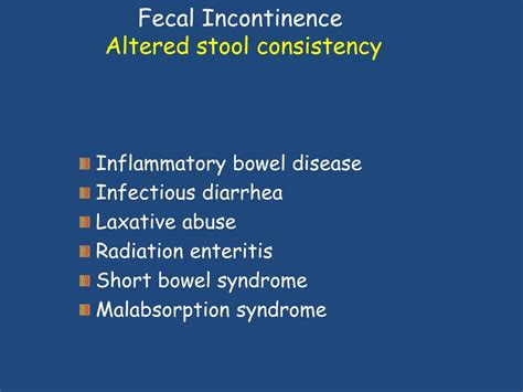 Ppt Assessment Of Fecal Incontinence Powerpoint Presentation Free Download Id1995392