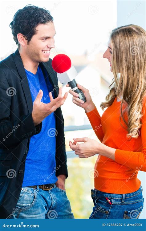 Radio Host In Radio Stations With Interview Stock Image Image Of
