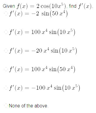 Solved Iven F X 2cos 10x5 Find F F X 2sin 50x4 Chegg